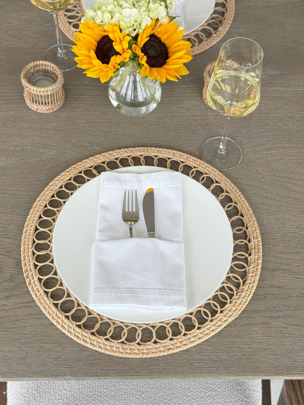 Round 15 in. Rattan Decorative Placemats (Set of 2 pc) with Curl Edge,