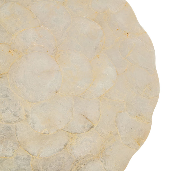 Round 15 in. Capiz Seashell Placemats (Set of 2) , Ivory-Gold-Plearles