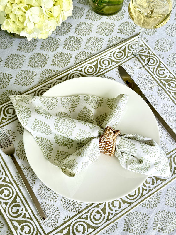 Hand Block Print Dinner Napkins, 20 inches x 20 inches, Set of 4 Piece