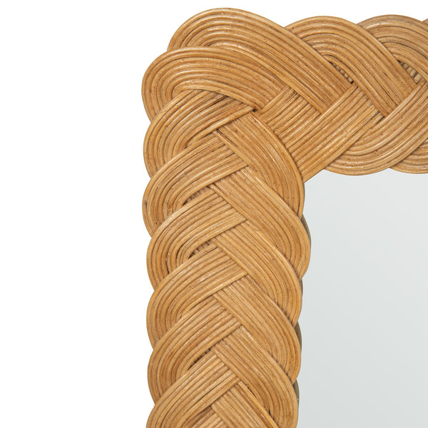 Rectangular Braided Wicker Decorative Wall Mirror, 24 x 36 Inch, Natur
