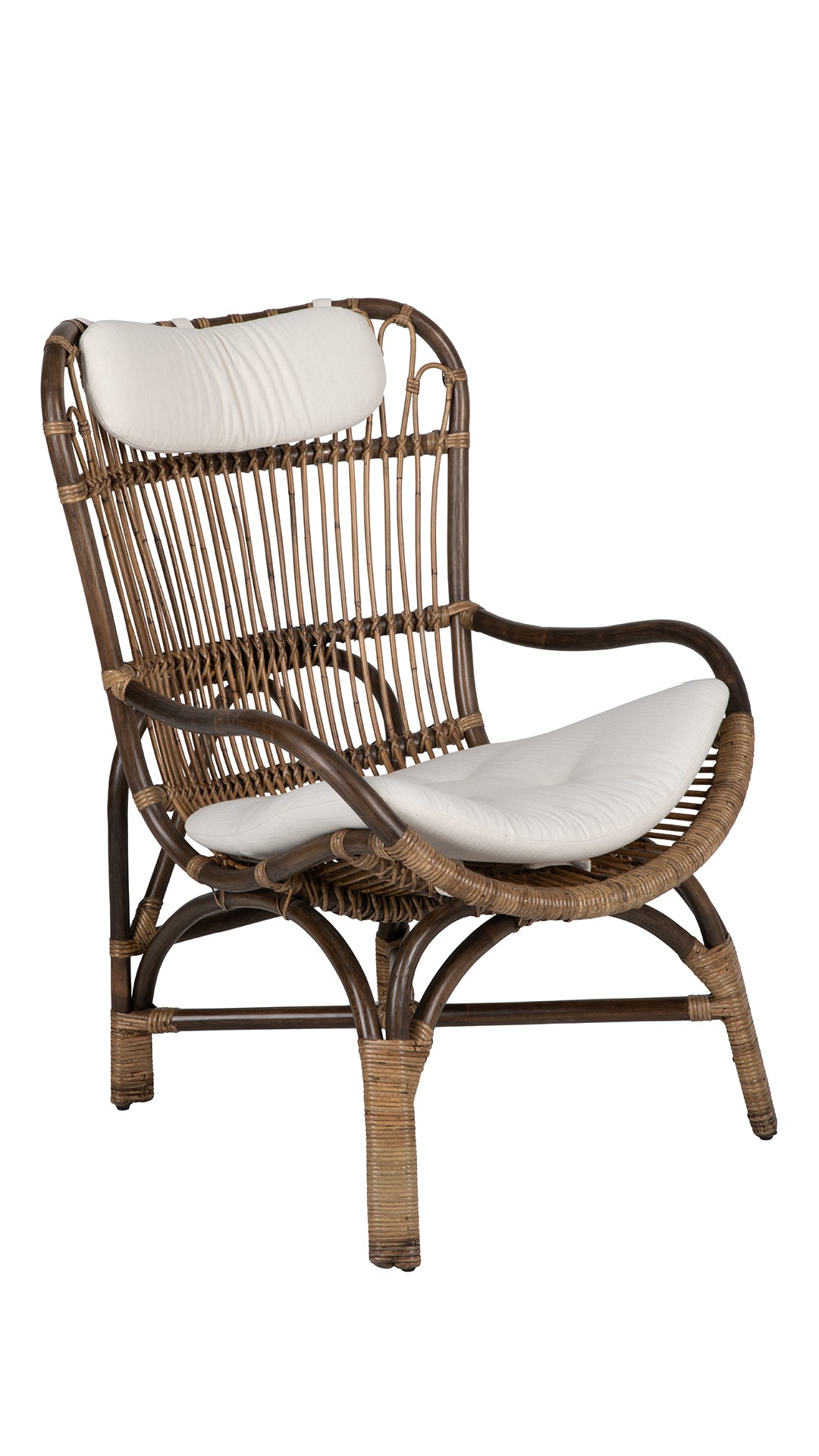 Rattan Loop Lounge Chair with Seat and Head Cushion