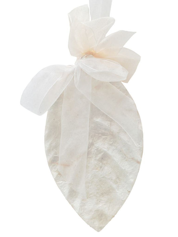 Natural Capiz Big Leaf Tree Ornament, Set of 2