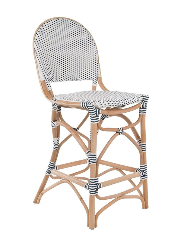 Blue and white rattan counter stools store